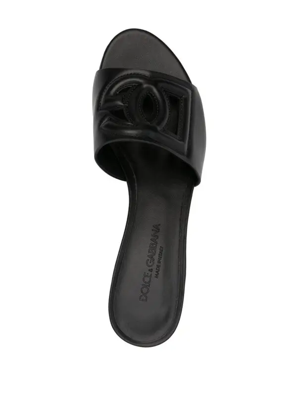 Dolce & Gabbana Dg Logo Leather Mules