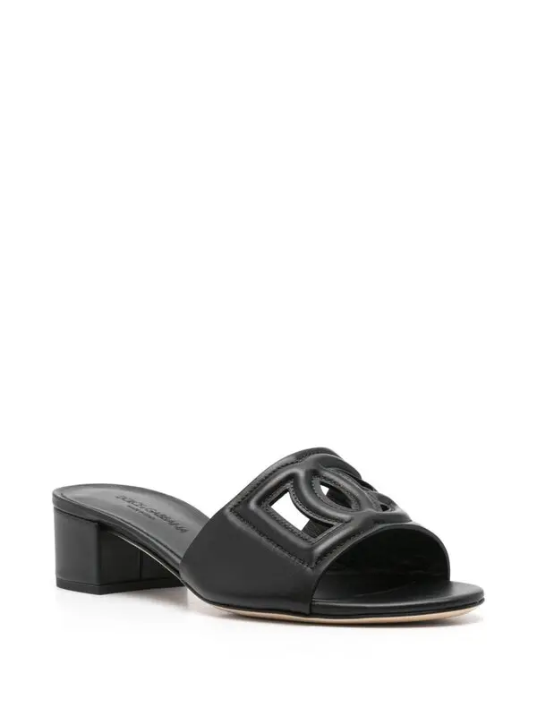 Dolce & Gabbana Dg Logo Leather Mules