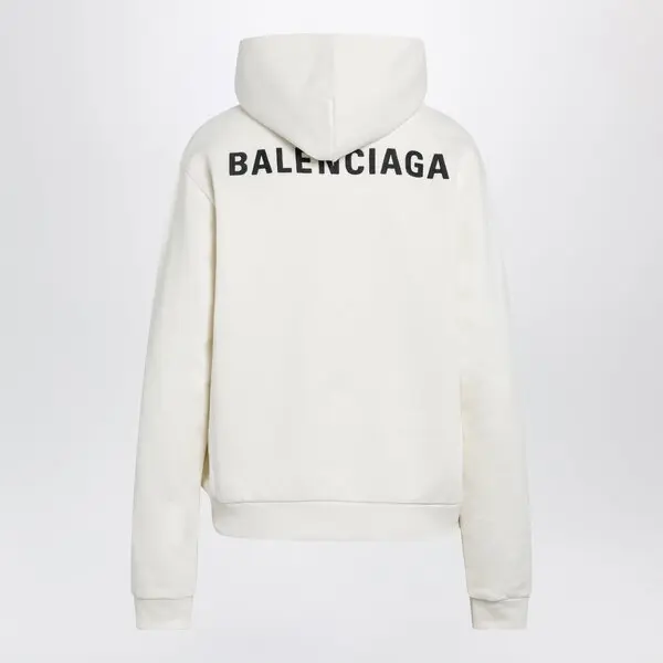Balenciaga Medium-fit Embroidered Hoodie In Dry Fleece, Cream - White