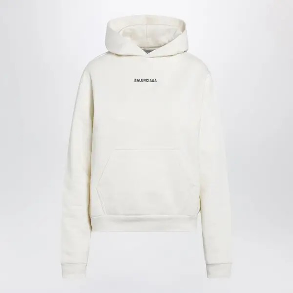 Balenciaga Medium-fit Embroidered Hoodie In Dry Fleece - White