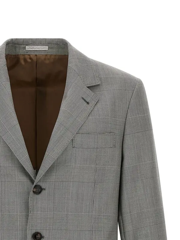 Brunello Cucinelli Prince Of Wales Blazer - Gray