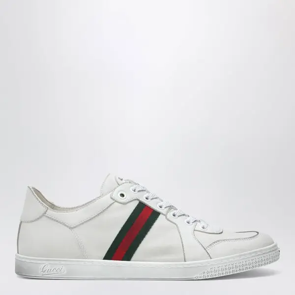 Gucci Low Stretch Leather Sneakers - White