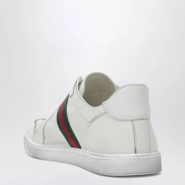 Gucci Low Stretch Leather Sneakers - White
