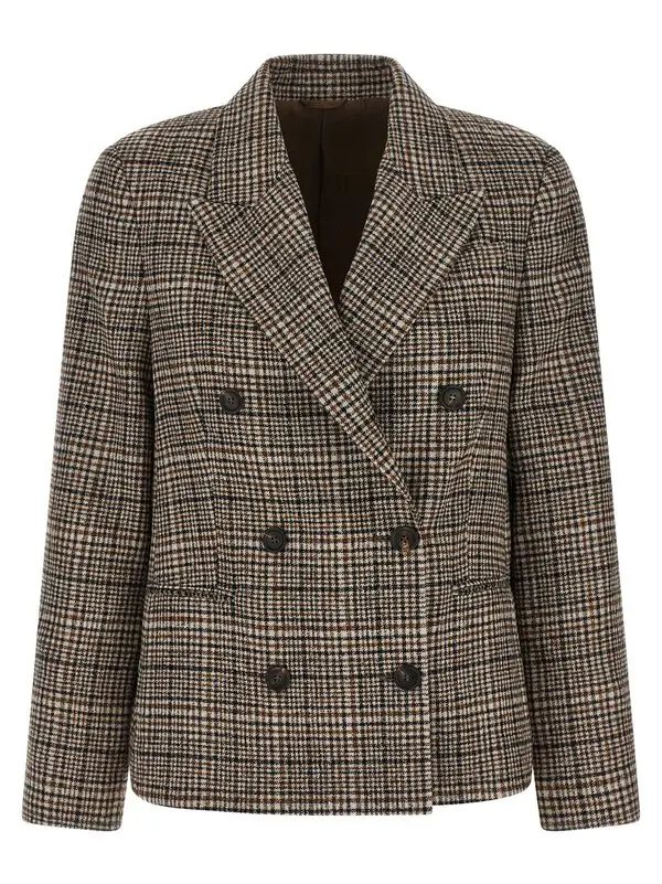 Brunello Cucinelli Checked Blazer - Cream