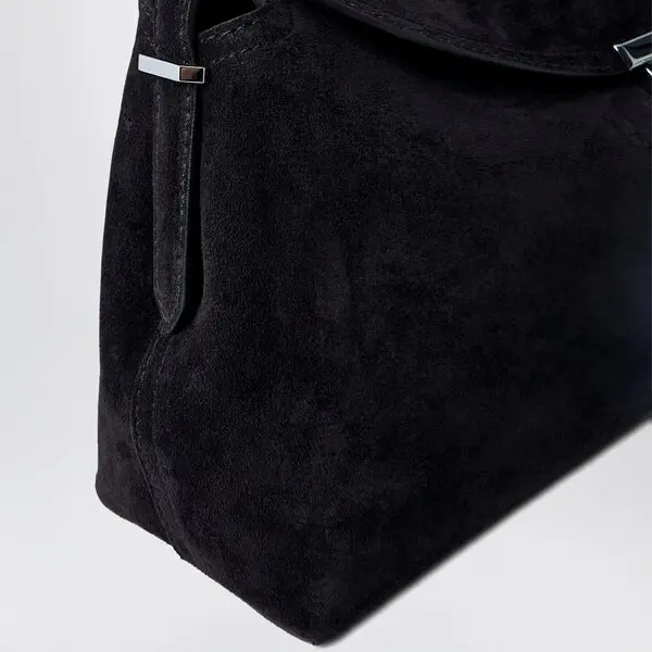 TOTEME T-lock Bag Espresso In Suede Leather - Brown
