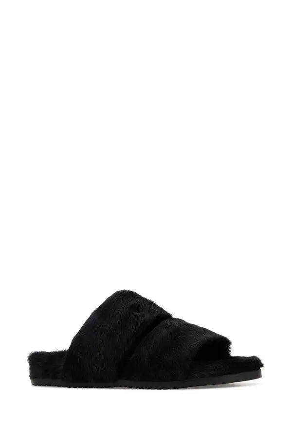 Dolce & Gabbana Calf Hair Dg Casual Slippers - Black