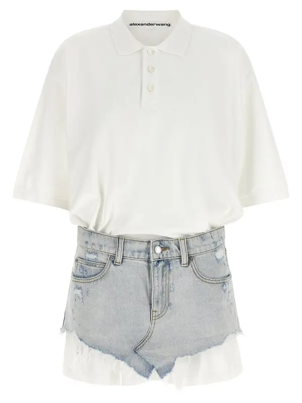 Alexander Wang Denim Skirt Polo Dress - Multicolor