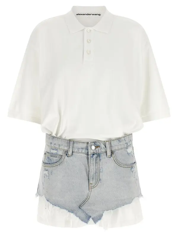 Alexander Wang Denim Skirt Polo Dress - Multicolor