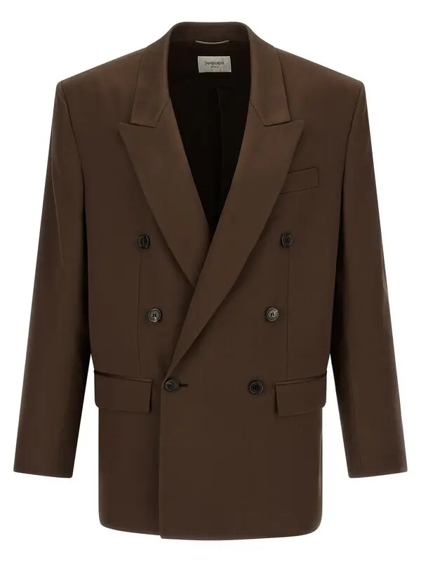 Saint Laurent Satin Blazer - Brown