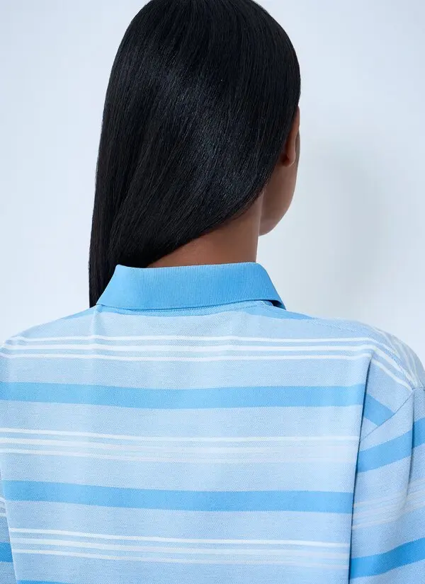 Prada Striped Polo Shirt With Drawstring Hem - Blue