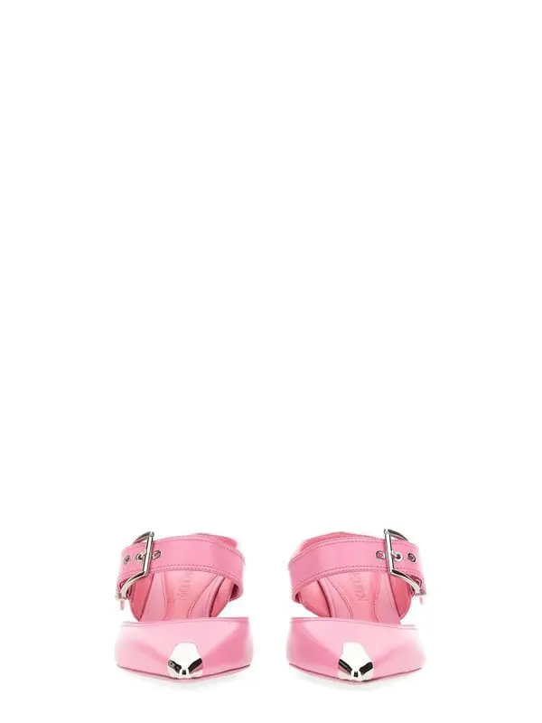 Alexander McQueen Leather Punk Sandal With Buckle - Pink