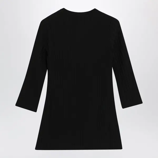 Max Mara Ribbed Crewneck Sweater In Crãªpe Viscose - Black