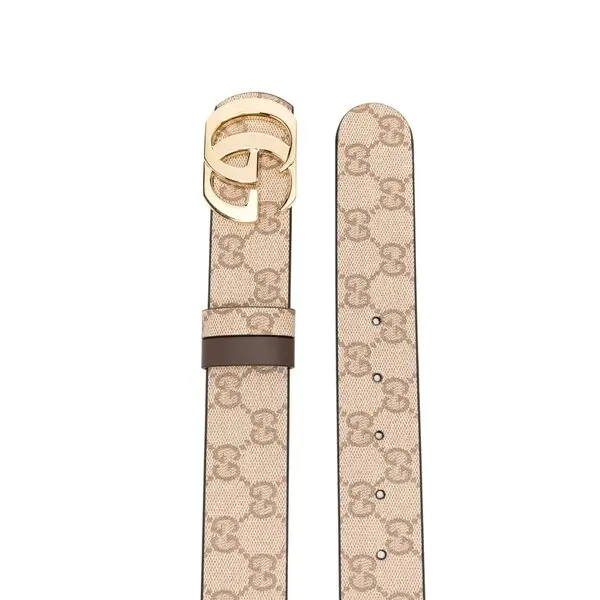 Gucci Gg Supreme Canvas And Leather Belt