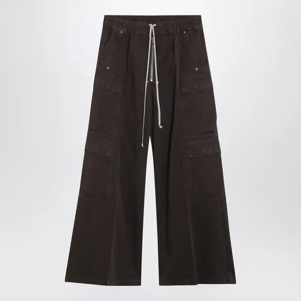 Rick Owens Dark Powder Grey Nylon Double Cargo Jumbo Belas Trousers - Brown
