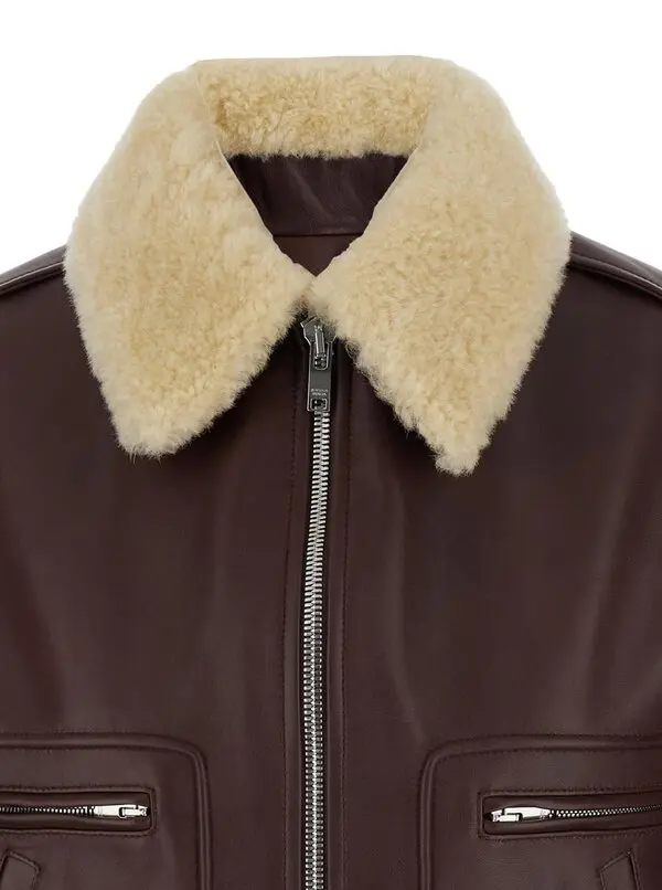 Bottega Veneta Shearling Coat With Removable Fur Collar - Multicolor
