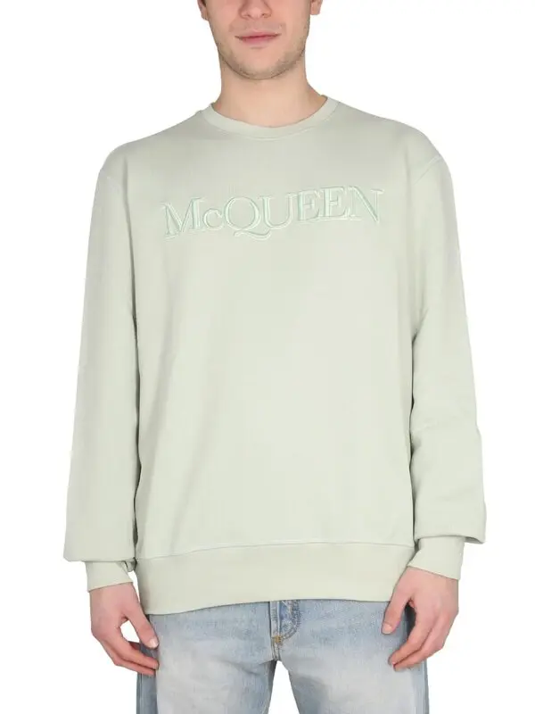 Alexander McQueen Sweatshirt With Logo Embroidery - Green