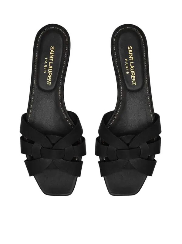 Saint Laurent Tribute Leather Sandals - Black