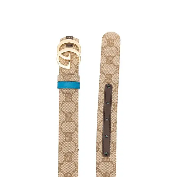 Gucci Gg Supreme Canvas Belt With Gold-tone Hardware - Cream