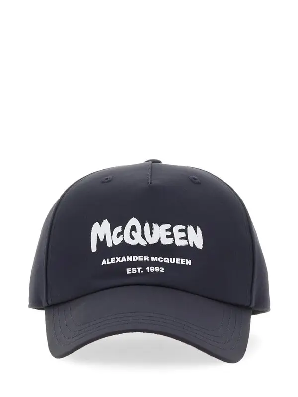 Alexander McQueen Graffiti Logo Hat - Blue