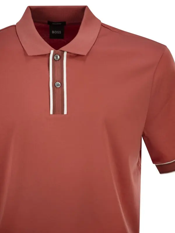 BOSS Cotton Polo Shirt With Contrast Placket