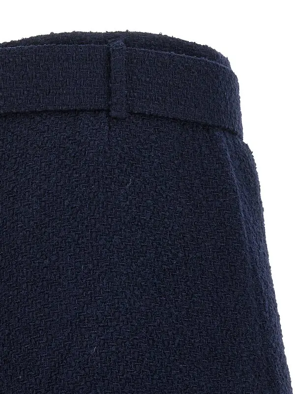SELF-PORTRAIT Bouclé Wool Blend Skort - Blue
