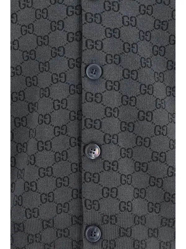 Gucci Silk And Wool Gg Print Cardigan - Gray