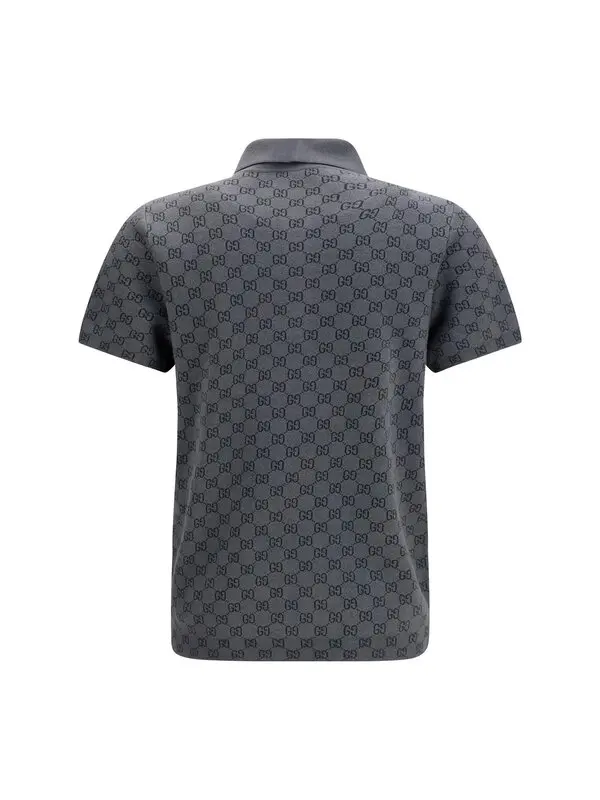Gucci Gg Jacquard Wool And Silk Polo Shirt