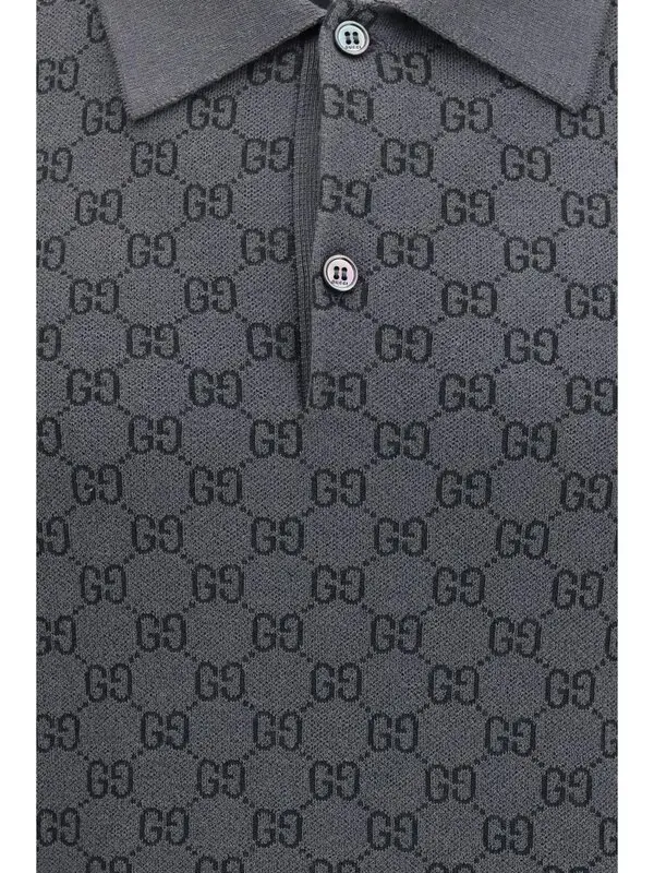Gucci Gg Jacquard Wool And Silk Polo Shirt