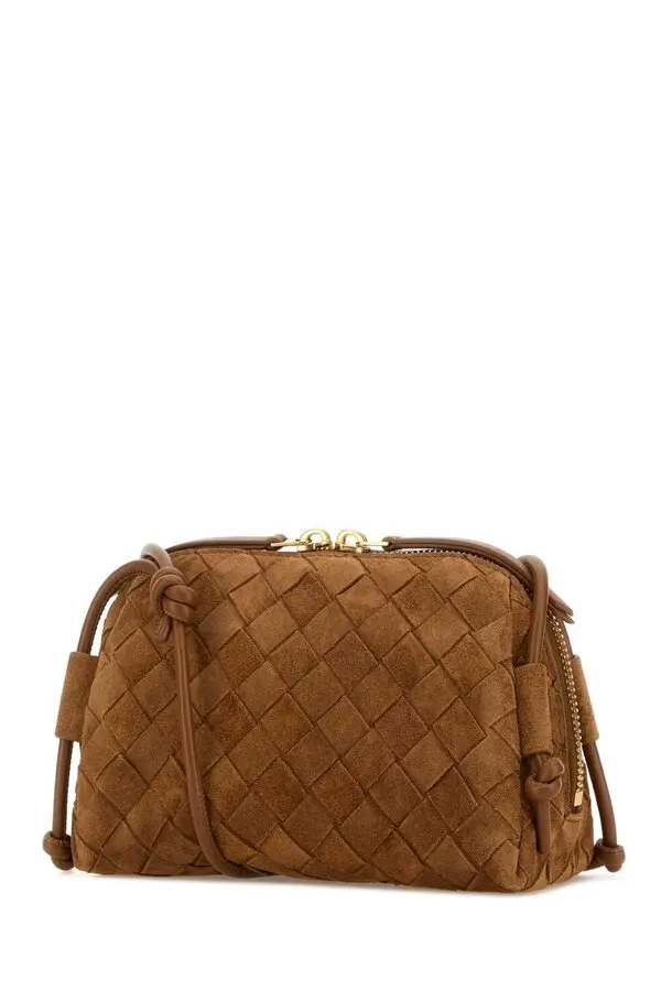 Bottega Veneta Camel Suede Concert Crossbody Bag - Brown