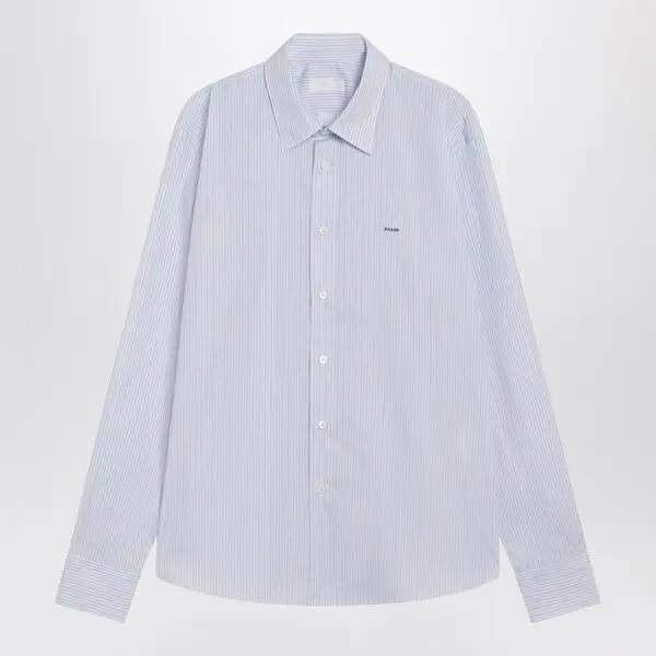 Prada Striped Cotton Poplin Shirt - Blue