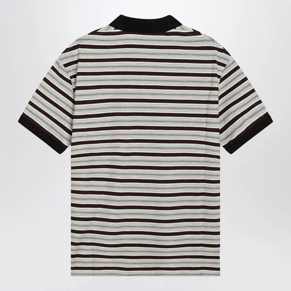 Prada Ivory/garnet Striped Cotton Polo Shirt