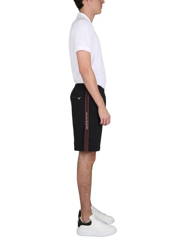 Alexander McQueen Bermuda Shorts With Selvedge Logo Band