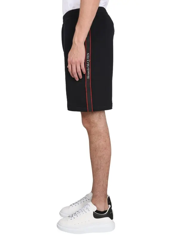 Alexander McQueen Bermuda Shorts With Selvedge Logo Band