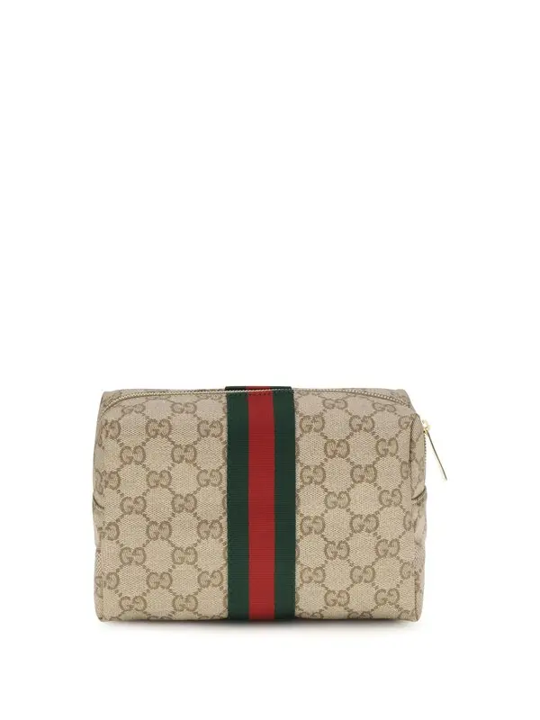 Gucci Medium Beauty Case With Web Stripe - Cream