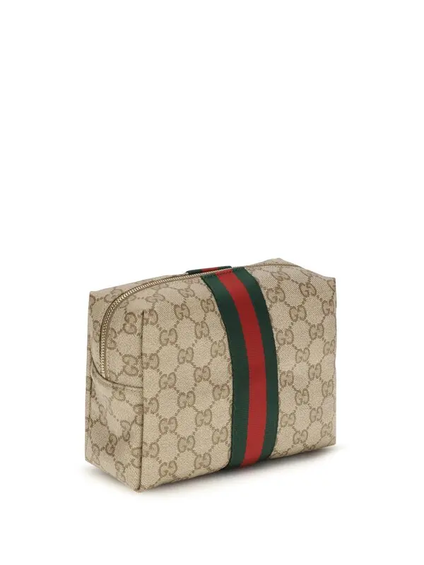 Gucci Medium Beauty Case With Web Stripe - Cream