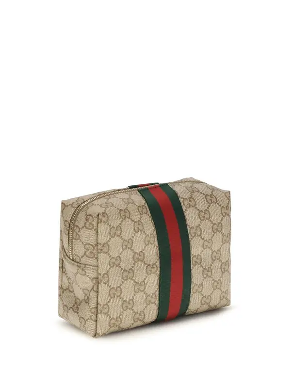 Gucci Medium Beauty Case With Web Stripe - Cream