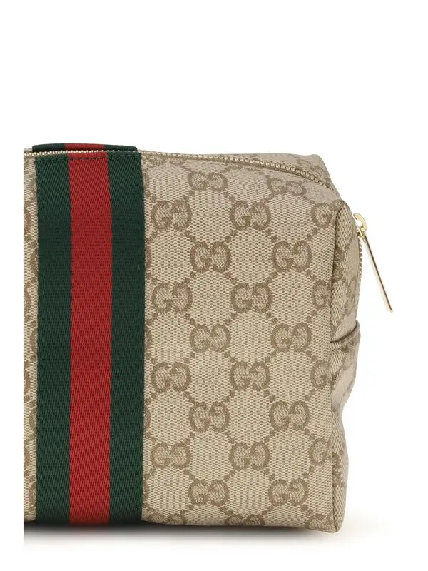 Gucci Medium Beauty Case With Web Stripe - Cream