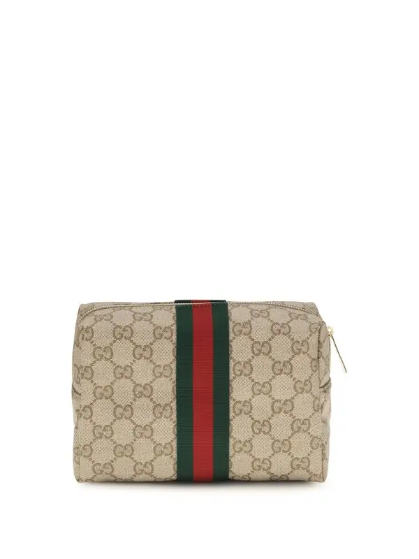 Gucci Medium Beauty Case With Web Stripe - Cream