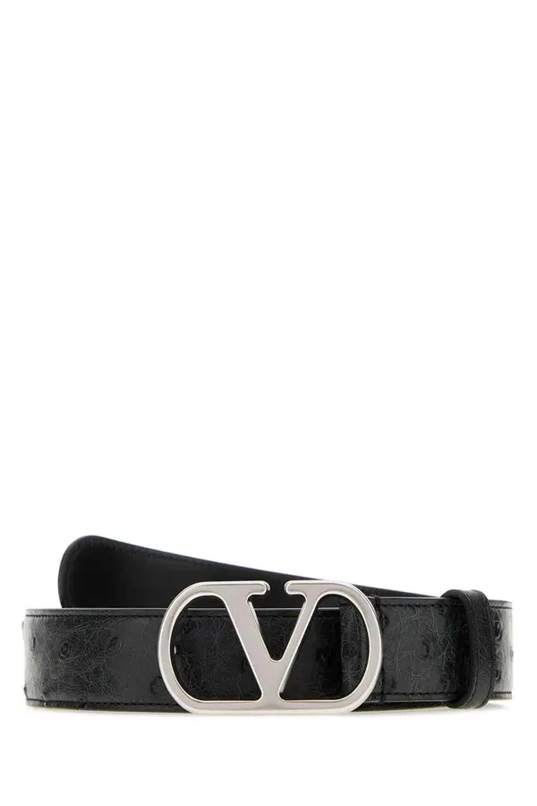 Valentino Garavani Leather Vlogo Signature Belt - Black