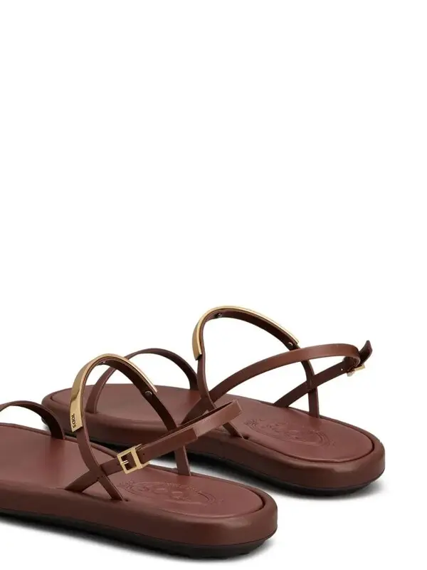 TOD'S Leather Flat Sandals - Brown