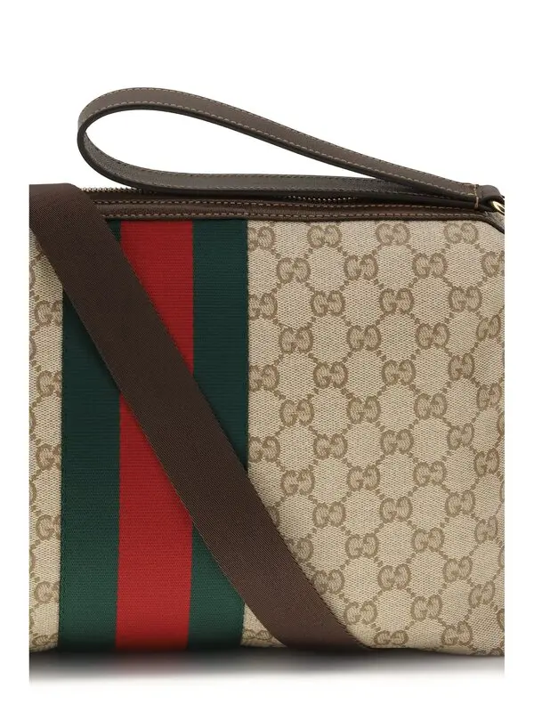 Gucci Medium Gg Shoulder Bag With Web Stripe - Cream