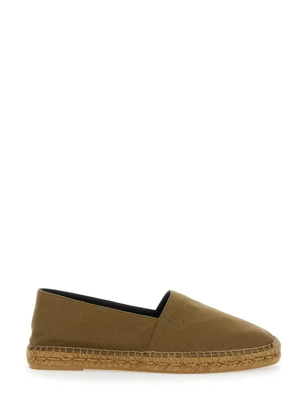 Saint Laurent Espadrilles With Tonal Cassandre Embroidery On The Side And Almond Toe In Cotton - Brown