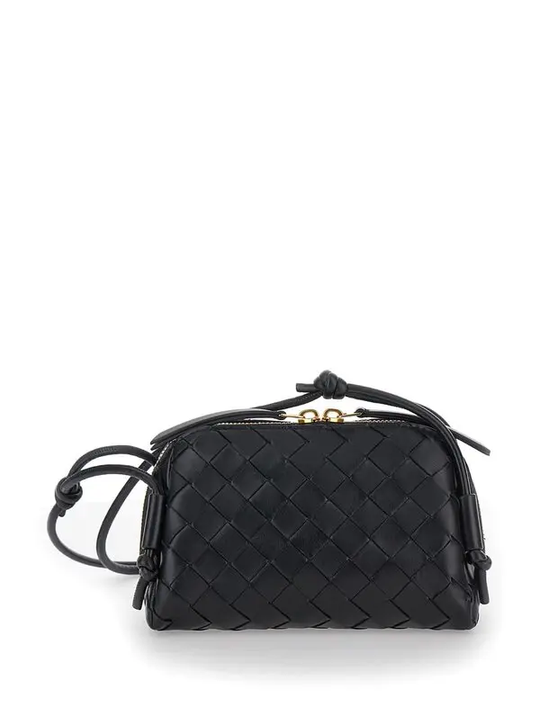 Bottega Veneta Crossbody Bag 'concert' With Intreccio Motif In Black Leather For - Multicolor