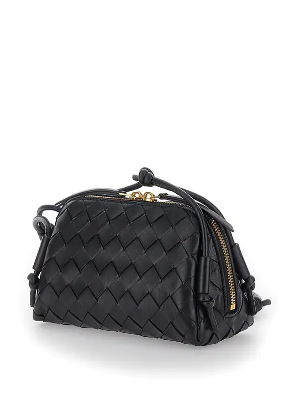 Bottega Veneta Crossbody Bag 'concert' With Intreccio Motif In Black Leather For - Multicolor