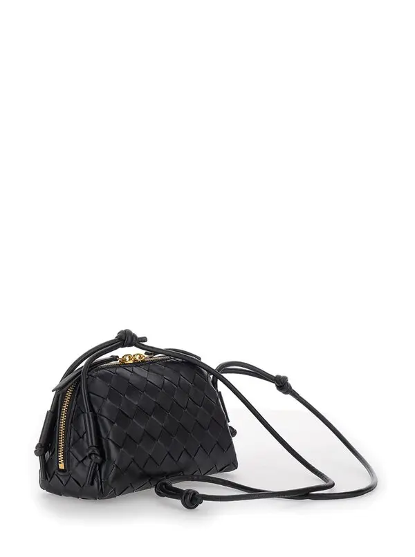 Bottega Veneta Crossbody Bag 'concert' With Intreccio Motif In Black Leather For - Multicolor