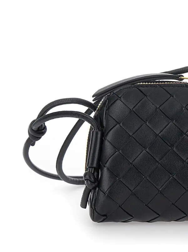 Bottega Veneta Crossbody Bag 'concert' With Intreccio Motif In Black Leather For - Multicolor