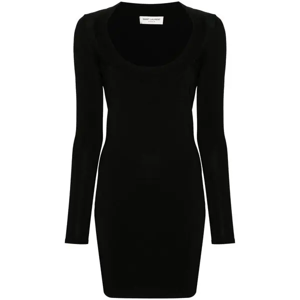Saint Laurent Stretch-design Fine Knit Ribbed Evening Dress
