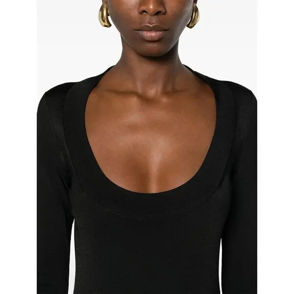 Saint Laurent Stretch-design Fine Knit Ribbed Evening Dress