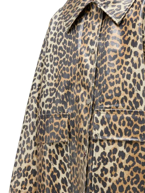 GANNI Cotton Blend Leopard Print Jacket - Multicolor