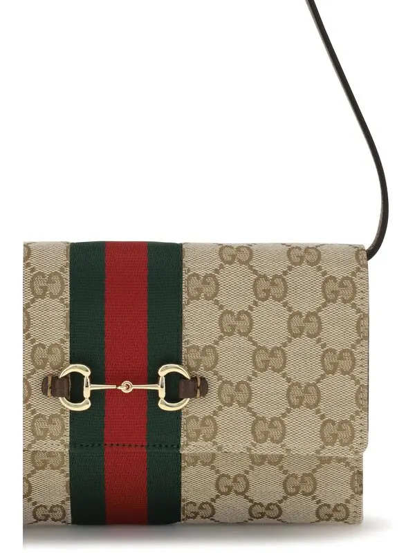 Gucci Horsebit Web Wallet With Shoulder Strap